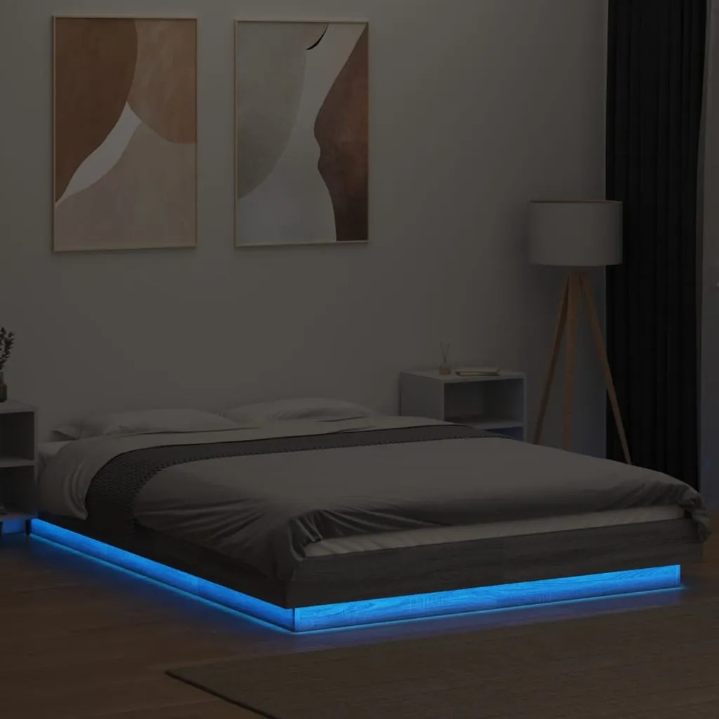 Rám postele s LED osvětlením šedý sonoma 120 x 200 cm kompozit 3281110