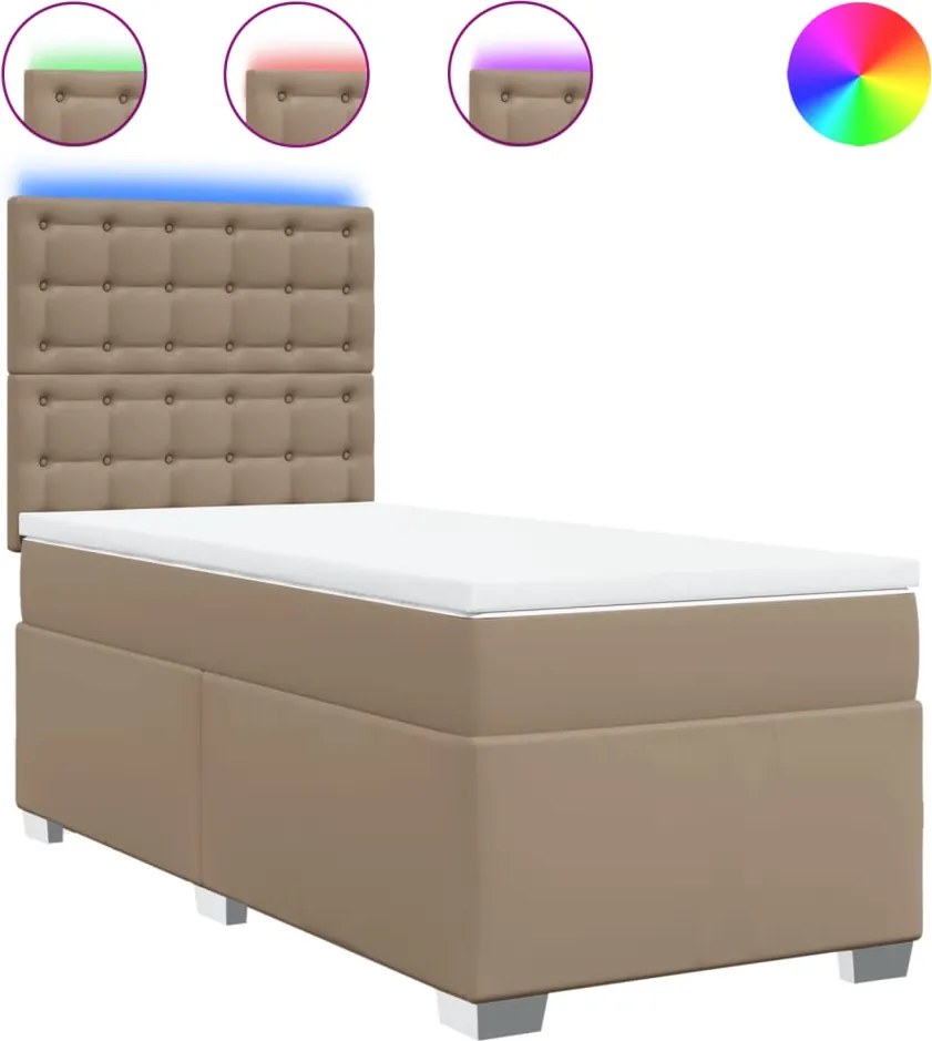 Box spring postel s matrací cappuccino 100x200 cm umělá kůže 3293011
