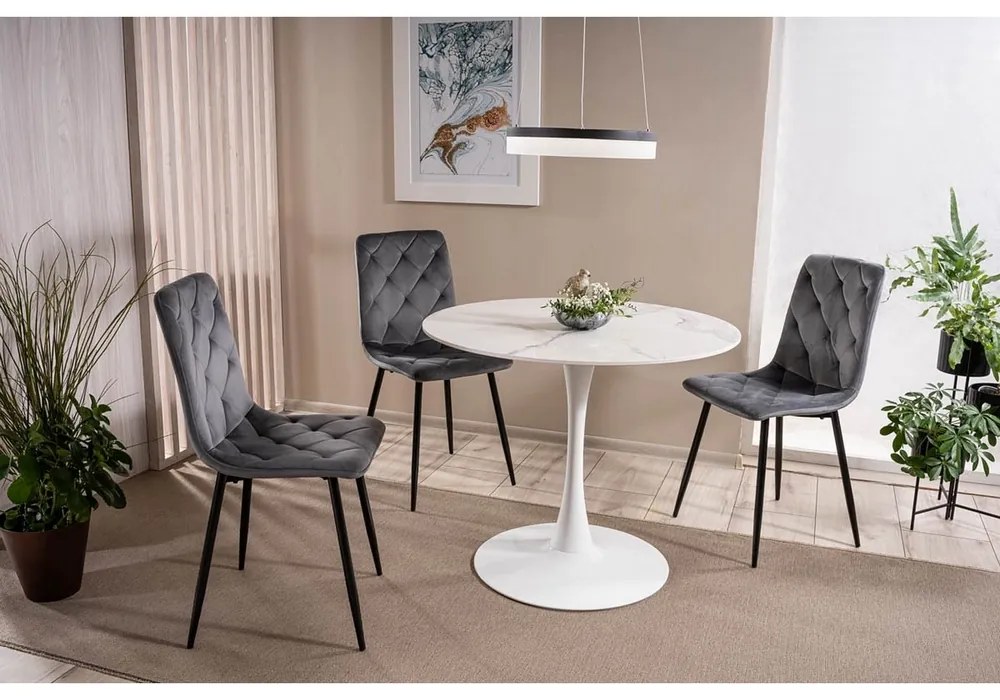 Jídelní stůl Espero 90 cm, mramor / bílá