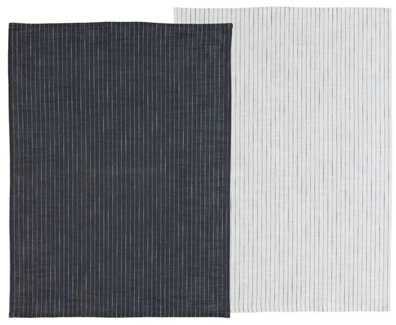 Södahl Kuchyňská utěrka z organické bavlny 50x70 Line Ash/White (2 ks)