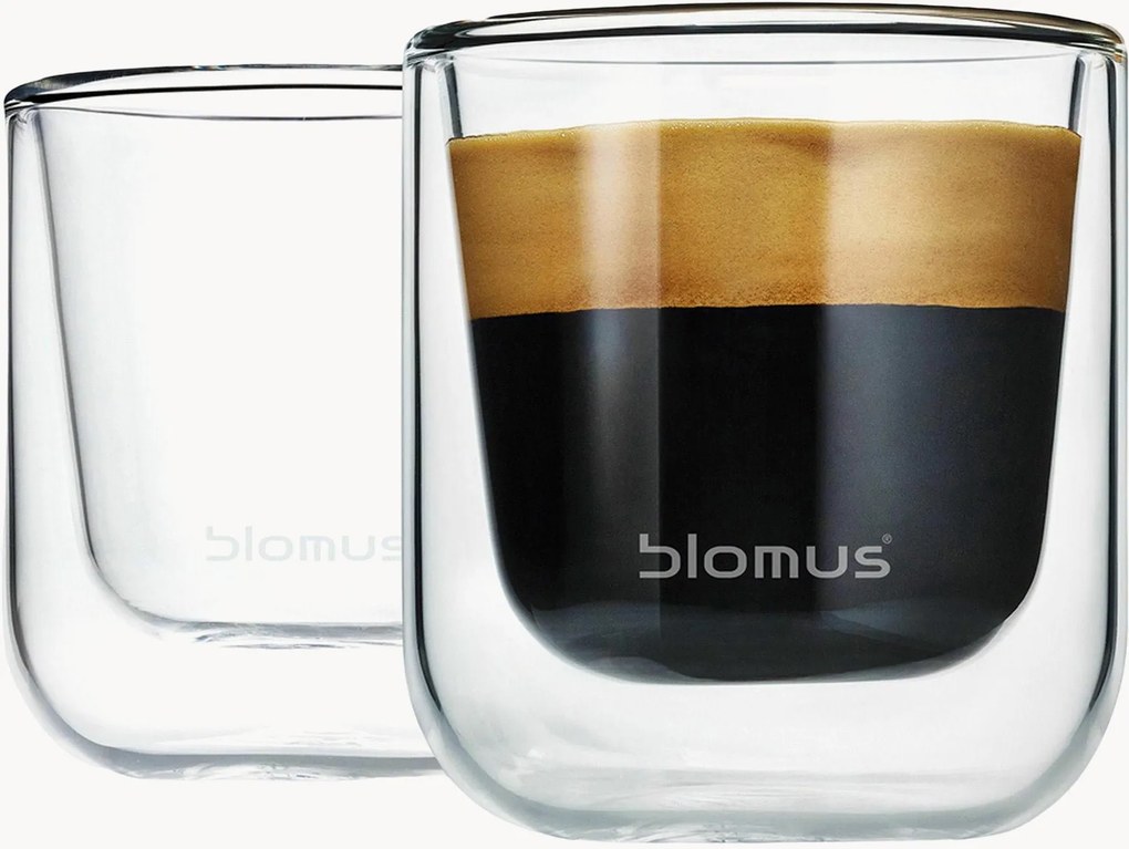 Sada dvouplášťových skleněných pohárků na espresso Nero, 2 díly