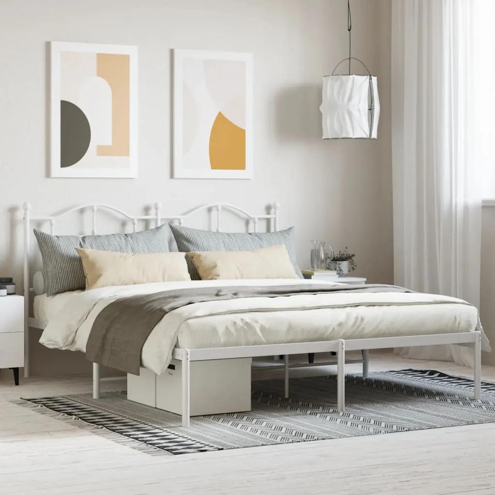 Kovový rám postele s čelem bílý 180 x 200 cm,  353492