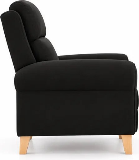 křeslo relaxační, odpočinkové, ušák, dřevo/textil, 101x95x75 cm, přírodní/černá, Dekorino VILAR