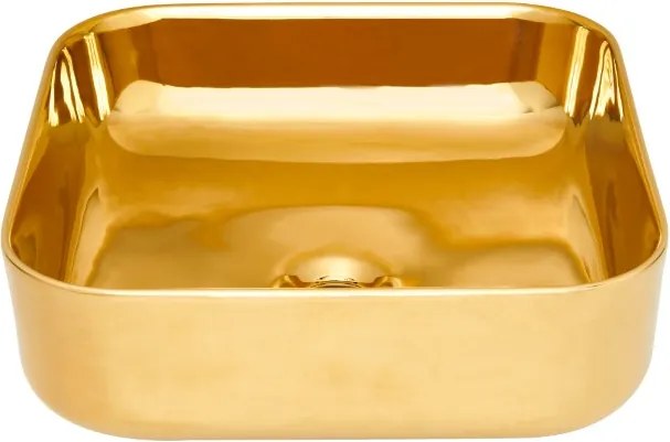 Invena Reja, keramické umyvadlo na desku 390x390x140 mm, zlatá lesklá, INV-CE-39-009-C