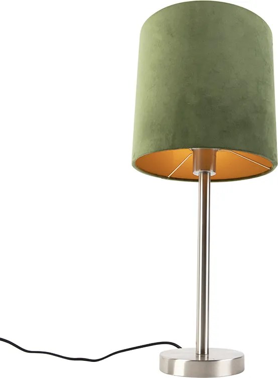 Stolní lampa ocelová se zeleným stínítkem 25 cm - Simplo