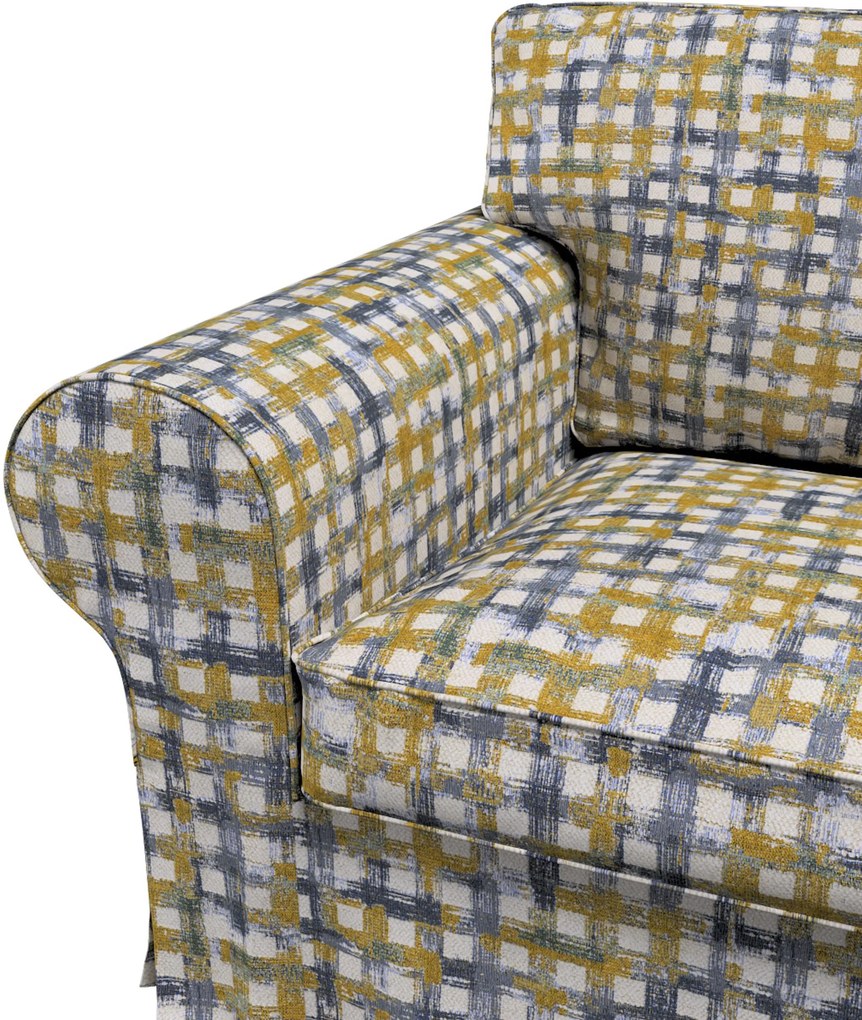 Potah na křeslo IKEA Ektorp barva modrá látka pletený vzor, vzorované