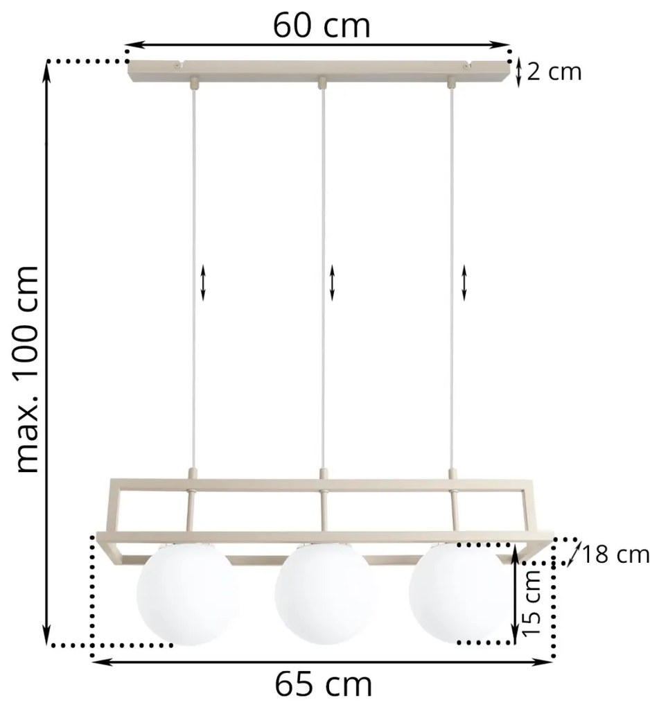 Závěsné svítidlo Florence, 3x bílé skleněné stínítko, be/g