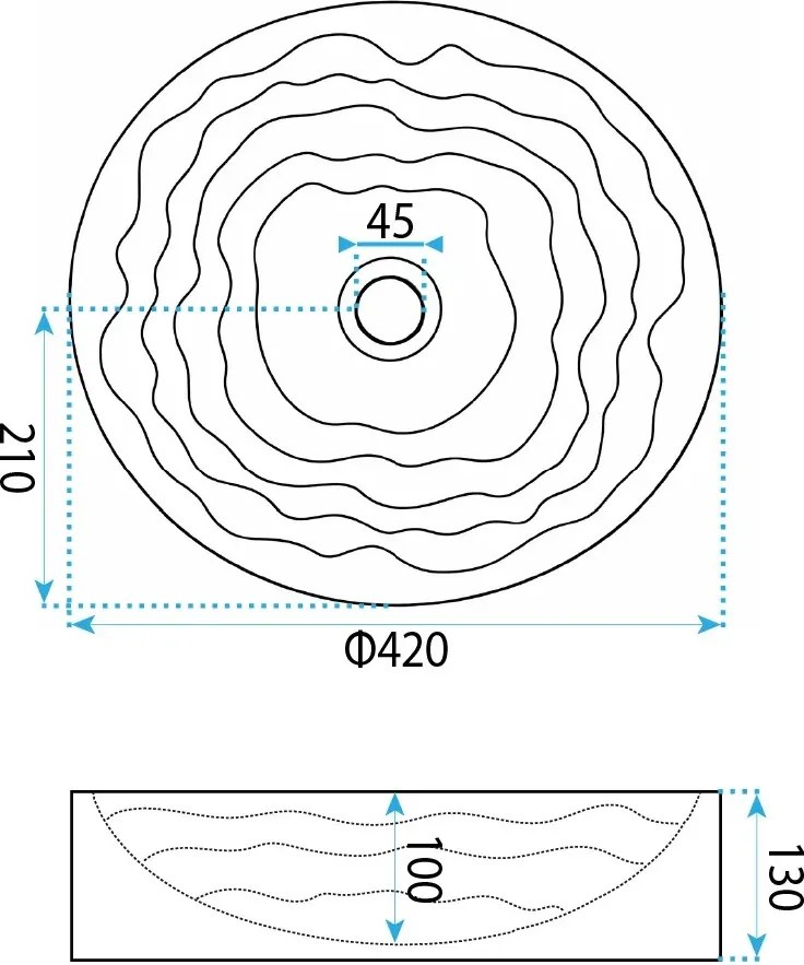 Keramické umyvadlo na desku REA CALLA ø 42 cm, bílé