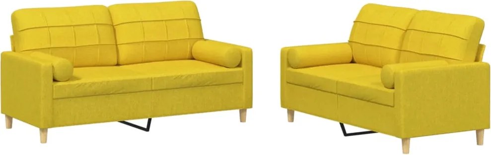 2dílná sedací souprava s polštáři světle žlutá textil 3201295