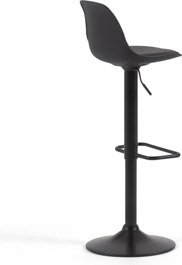 Matně černá barová židle s nastavitelnou výškou z imitace kůže (výška sedáku 60 cm) Orlando-T – Kave Home