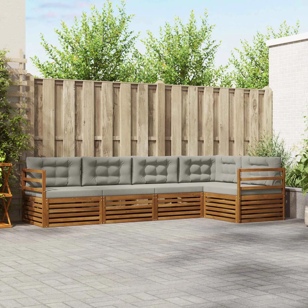 Venkovní pohovková souprava 5 ks Přírodní a světle šedá 3373441