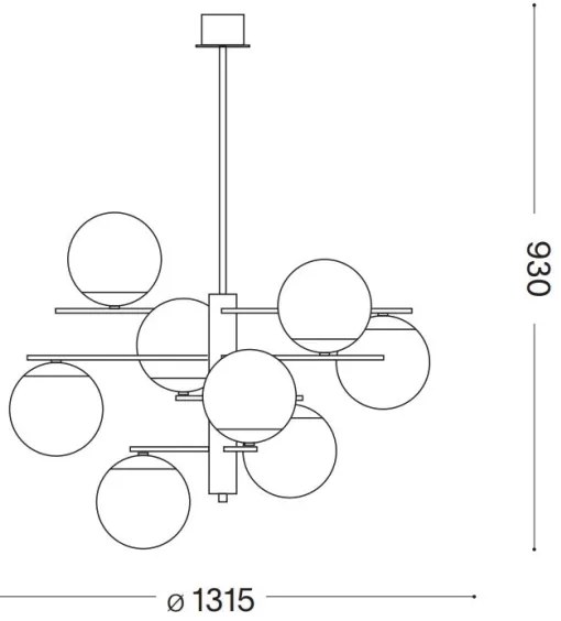 Ideal Lux - Lustr na tyči GOURMET 9xE14/28W/230V pr. 131,5 cm zlatá