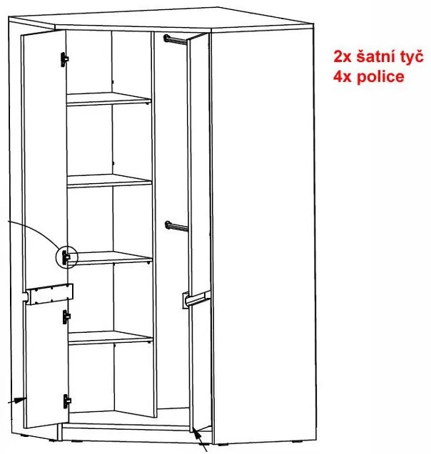 Mati - šatní skříň rohová N2D