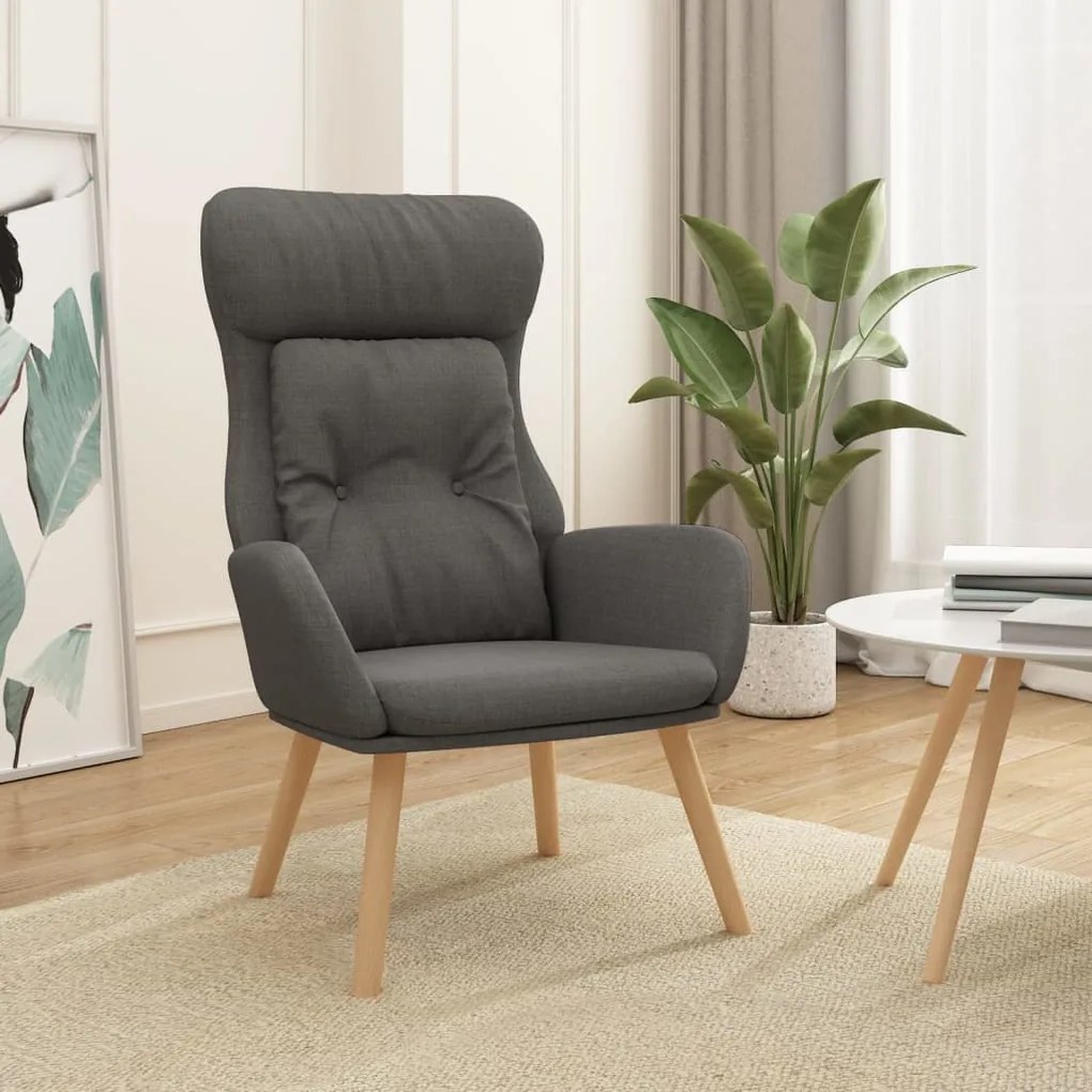 Relaxační židle tmavě šedá textil 341291