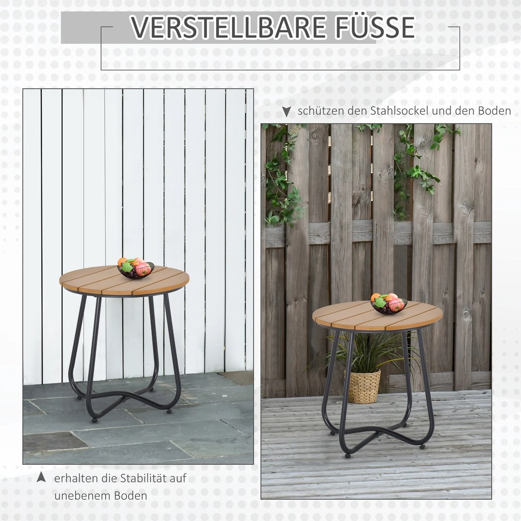 Zaoblený zahradní stůl Outsunny - Elegantní nábytek, stabilní s nastavitelnými nožkami, ideální pro zahradu, terasu a obývací pokoj, ocelový hnědý Ø4…