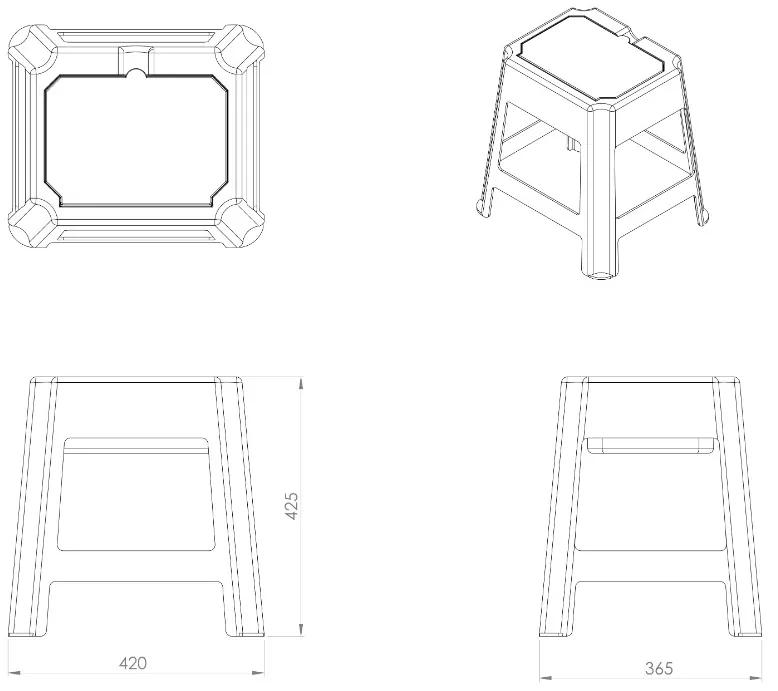 Erga příslušenství, koupelnová židle s úložným prostorem 420x365x425 mm, černá, ERG-08044