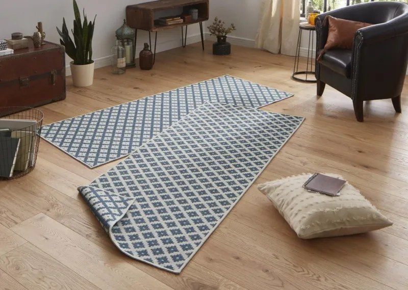 NORTHRUGS - Hanse Home koberce Kusový koberec Twin-Wendeteppiche 103128 blau creme – na ven i na doma - 200x290 cm