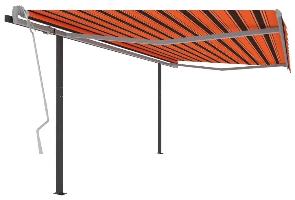 Automatická zatahovací markýza se sloupky 4x3 m oranžovo-hnědá, 3070150