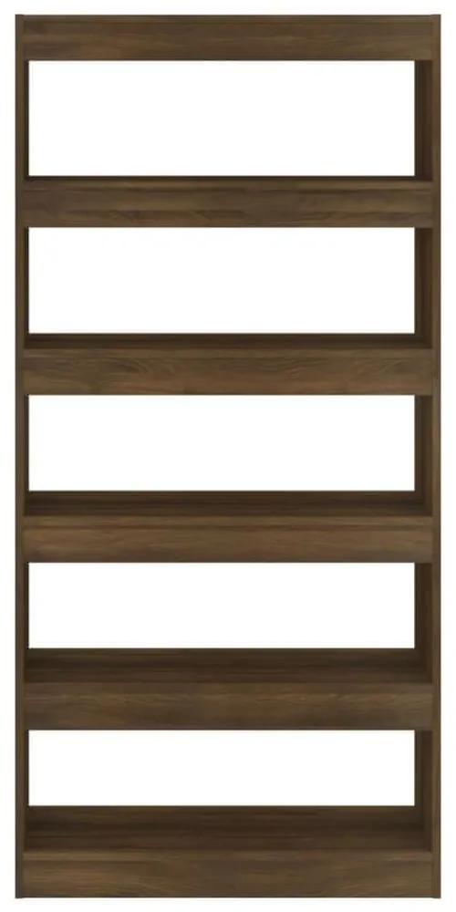 Petromila Knihovna / dělicí stěna hnědý dub 80x30x166 cm kompozitní dřevo