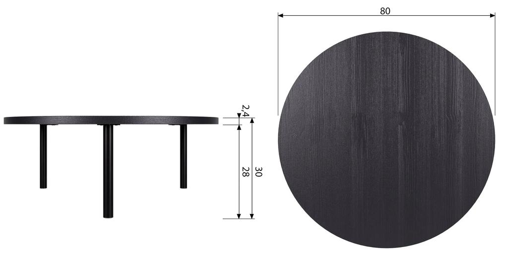 WOOOD Kávový stolek LAUT černá Ø80cm