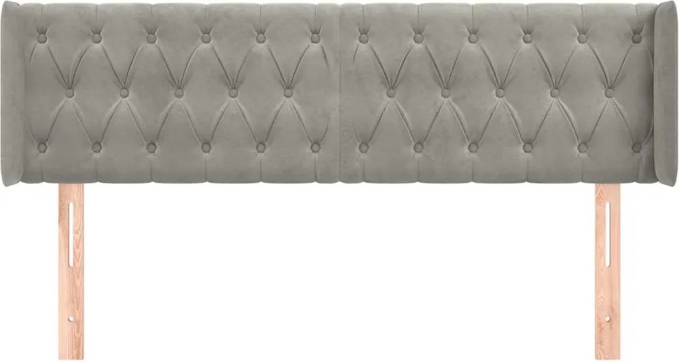 Čelo postele typu ušák světle šedé 163x16x78/88 cm samet 3119158