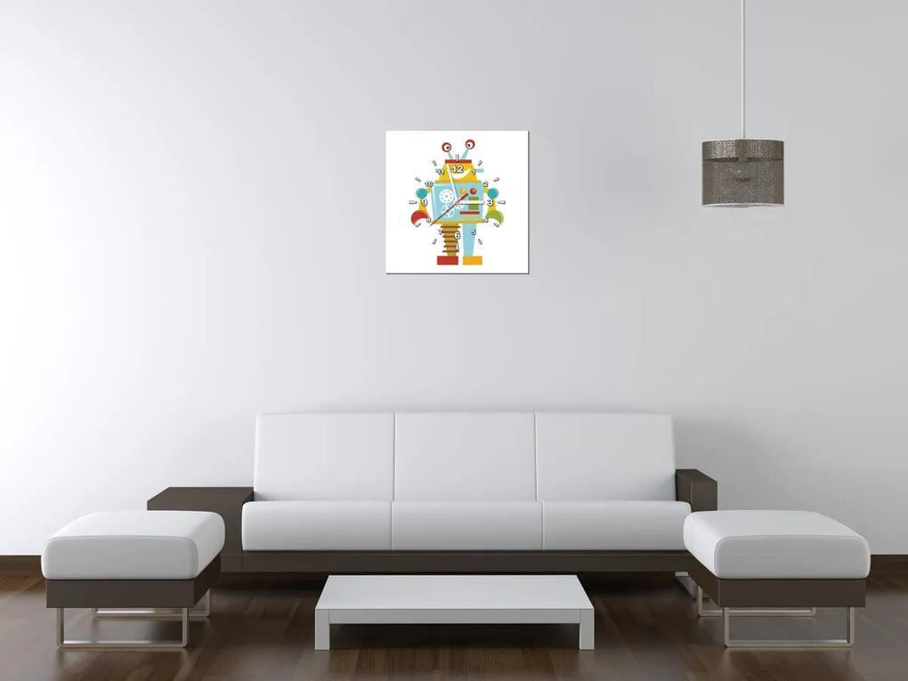Gario Obraz s hodinami Usměvavý robot Rozměry: 30 x 30 cm