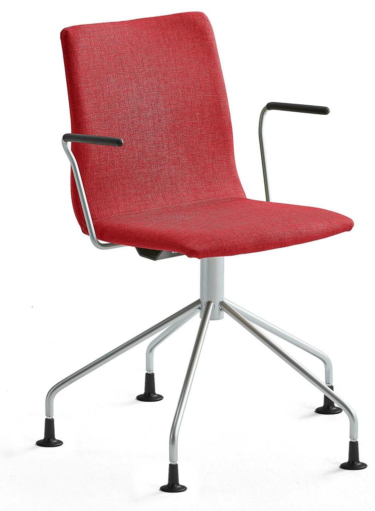 AJ Produkty Konferenční židle OTTAWA, s područkami, podnož pavouk, červená, šedý rám