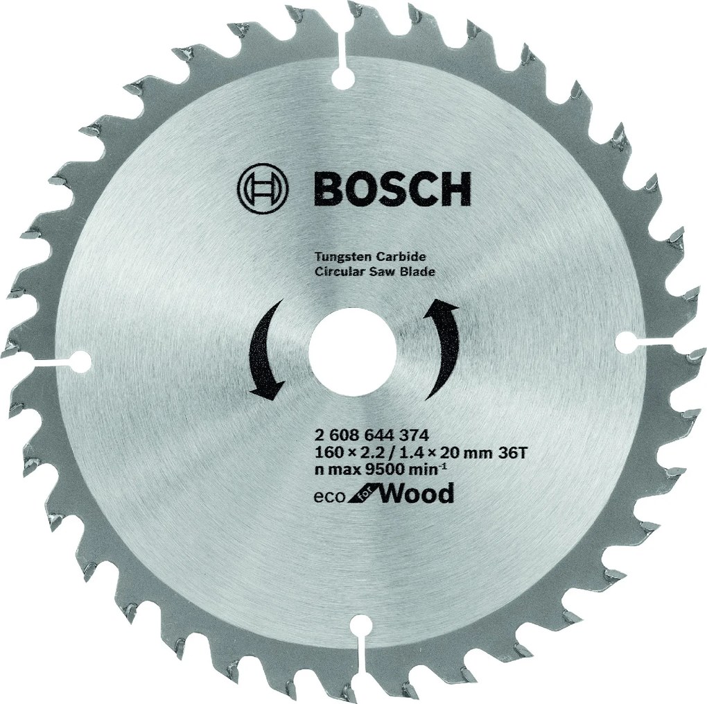 Bosch Eco for Wood 160x2,2/1,4x20 36 zubů 2608644374 Dostupné varianty: Pilový kotouč Bosch Eco for Wood 160x20 mm/36z.
