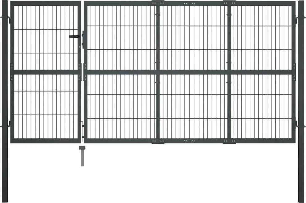 vidaXL Zahradní plotová brána se sloupky 350 x 120 cm ocel [142570] Barva: Zelená