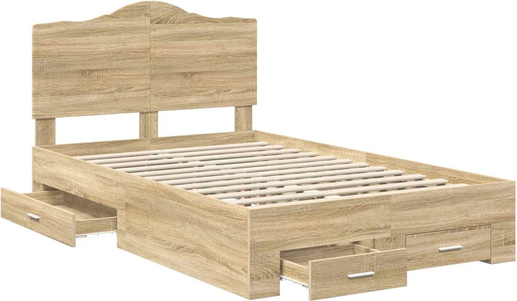 Rám postele s čelo Sonoma dub 135 x 190 cm Kompozitní dřevo 3413614