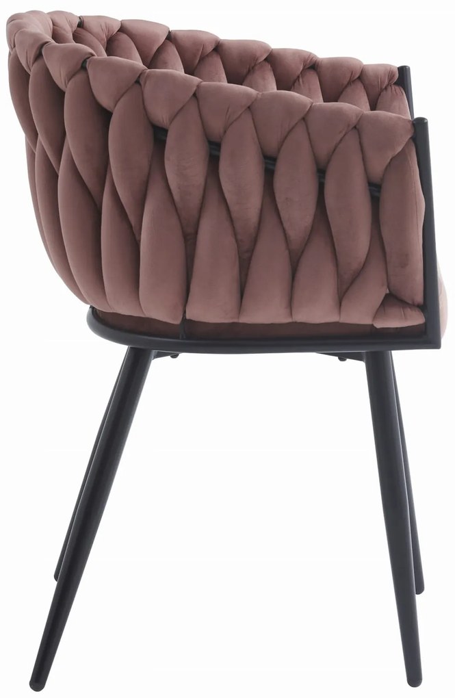 Tmavě růžové jídelní křeslo ORION VELVET s černými nohami