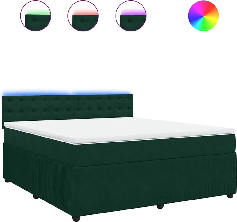Box spring postel s matrací tmavě zelená 180x200 cm samet 3290121