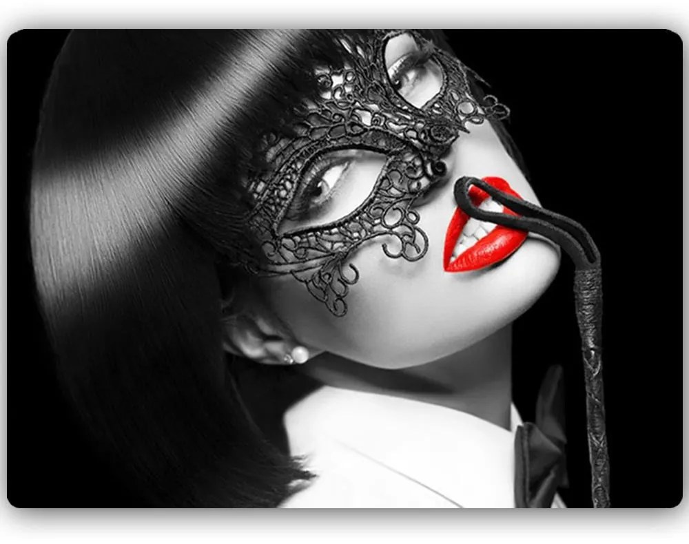 CARO Kovový obraz - A Woman With A Whip And A Mask 60x40 cm