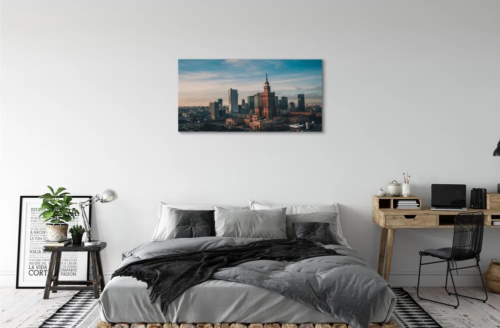 Obrazy na plátně Varšava panorama mrakodrapů svítání 100x50 cm