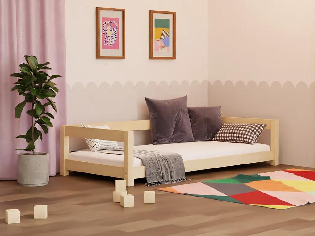 Benlemi Dětská postel STUDY se zábranou Zvolte barvu: Béžová, Zvolte rozměr: 80x200 cm, Zvolte zábranu: S jednou zábranou