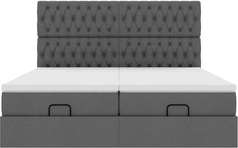 Osmanský rám postele s matrací tmavě šedá 180x200cm textil 3313714