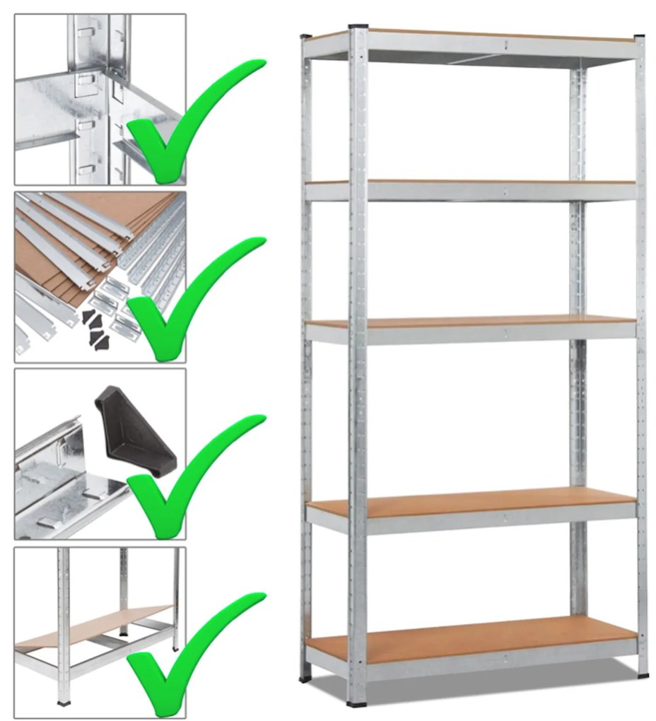 Fistar AKCE - Balíček : 5x Regál 2000x900x400 mm kovový zinkovaný 5-policový