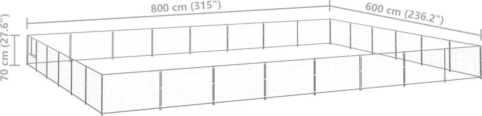 vidaXL Psí kotec 48 m² ocel [3082176] Barva: Černá