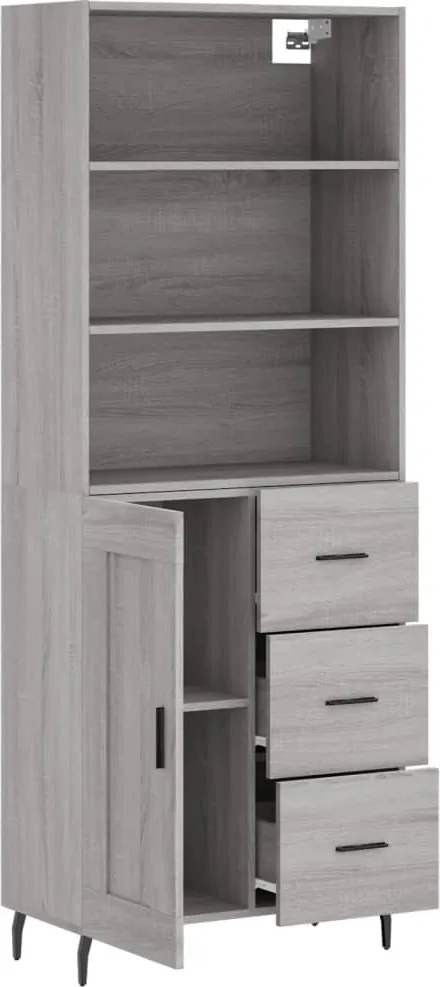 Skříň highboard šedá sonoma 69,5 x 34 x 180 cm kompozitní dřevo 3190043