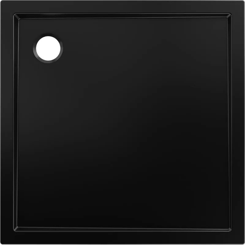 Mexen Flow Slim, čtvercová sprchová vanička 85 x 85 cm, černá matná, 46S708585
