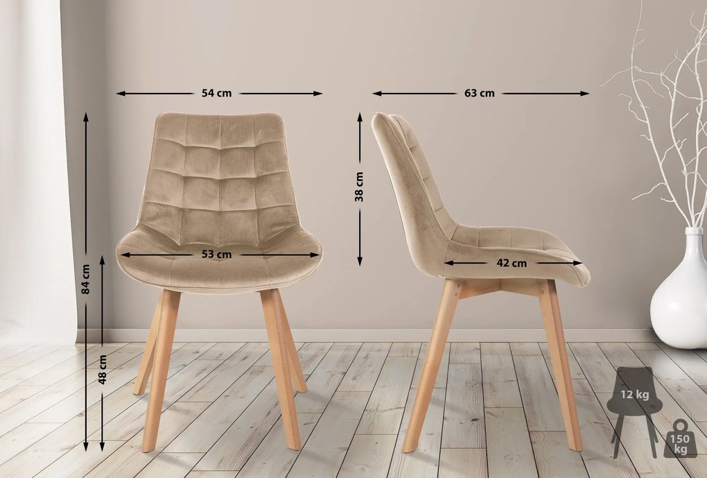 Sada 2 ks židle Brook samet – hnědá