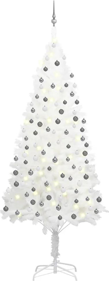 vidaXL Umělý vánoční stromek s LED a sadou koulí 240 cm [3077550] Barva: Růže