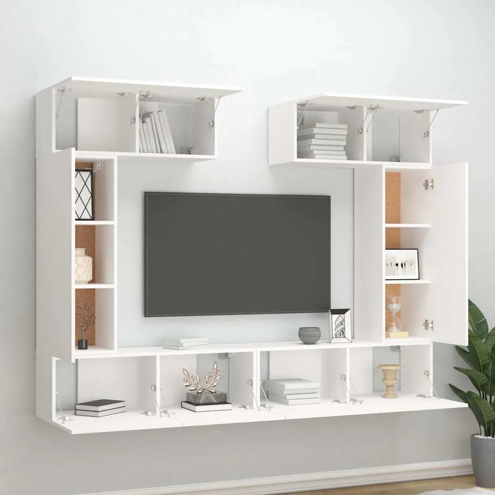 6dílný set TV skříněk bílý kompozitní dřevo 3114462