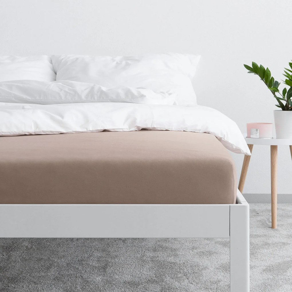 Goldea jersey elastické prostěradlo - hnědé 90 x 200 cm