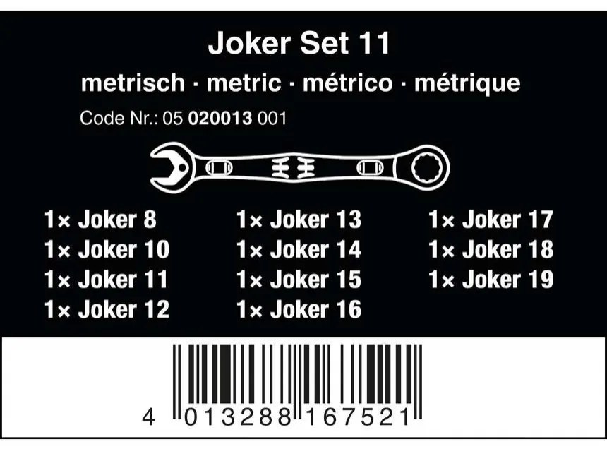 Wera 020013 Očkoploché ráčnové klíče 8 ÷ 19 mm 6000 Joker 11 Set 1 (Sada 11 dílů)