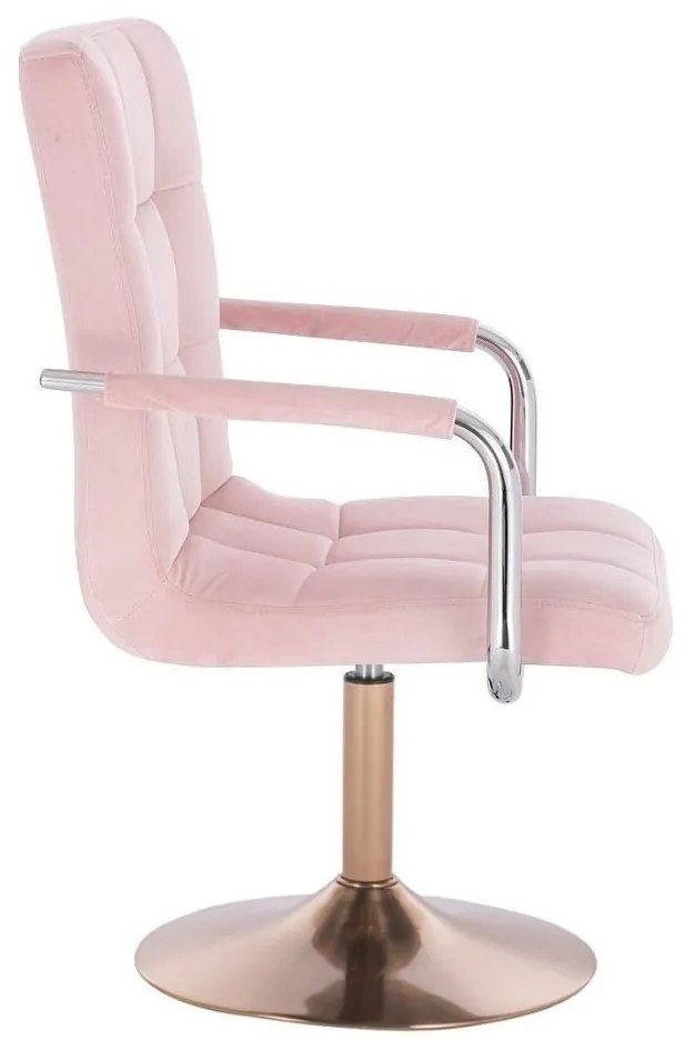 LuxuryForm DESIGN Otočná židle VERONA VELUR na zlatém talíři - růžová