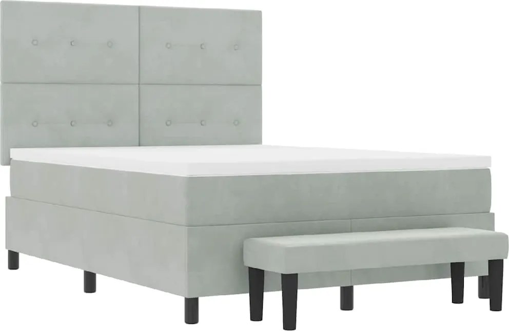 Postel s boxspringem s čelo Světle šedá 200 x 140 cm samet 3344516