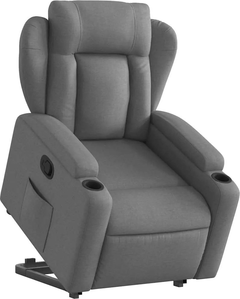 Zvedací polohovací křeslo tmavě šedé textil 3204483