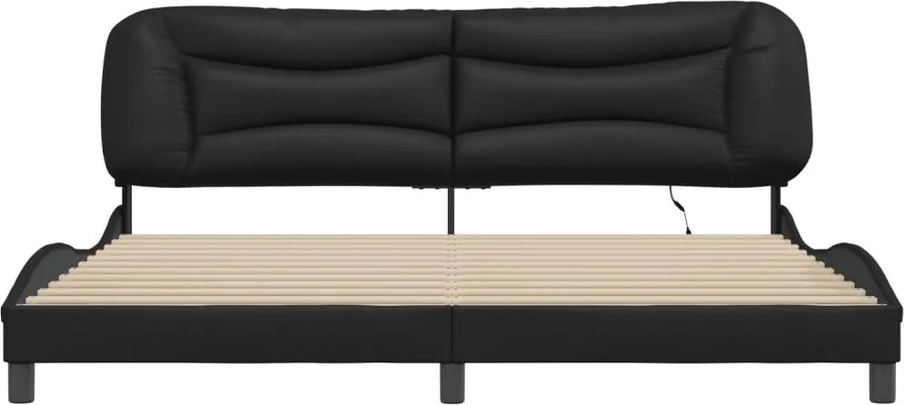 Rám postele s LED bez matrace Hvar černý 200 x 200 cm 3213955