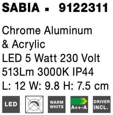 Moderní nástěnné svítidlo Sabia 12 Chrome